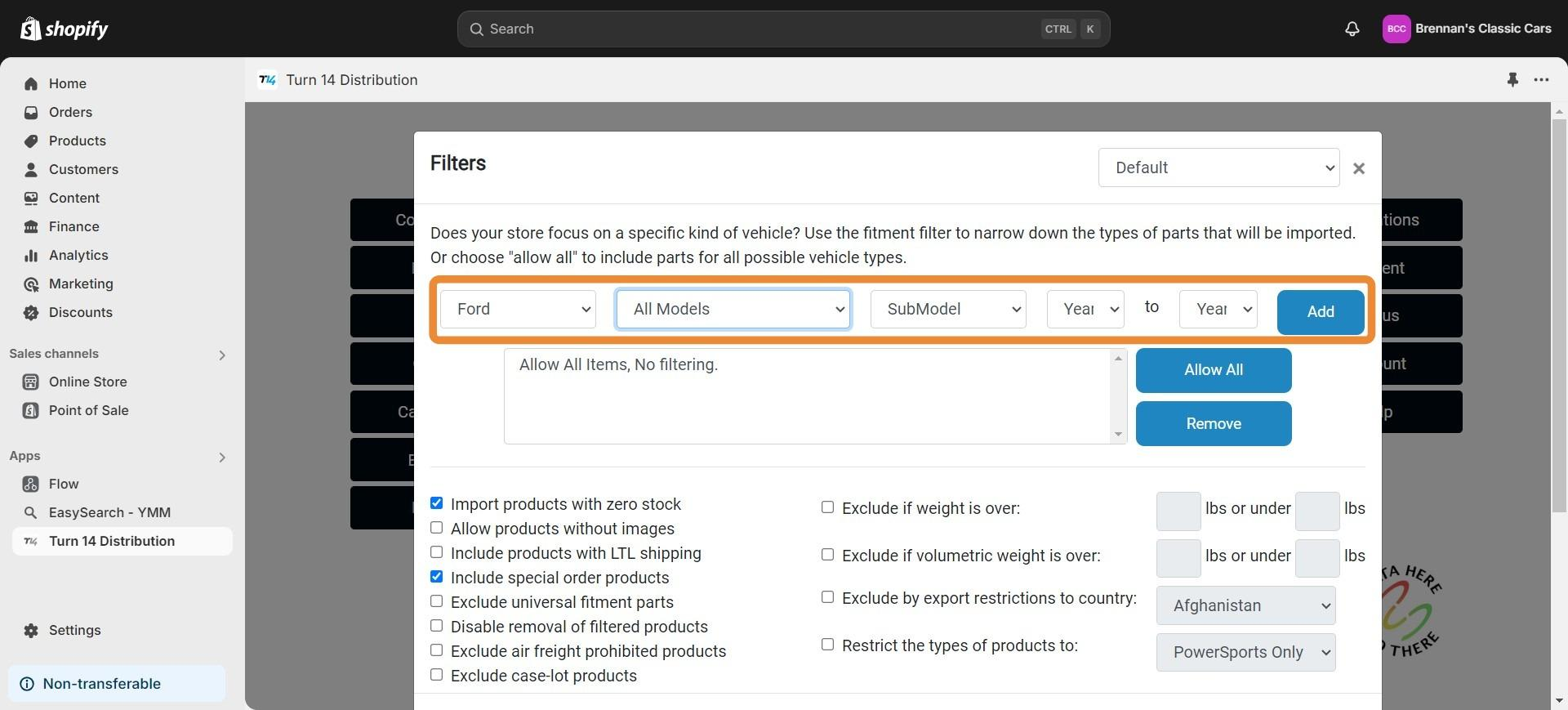 Using the fitment filter - Data Here-to-There Inc.